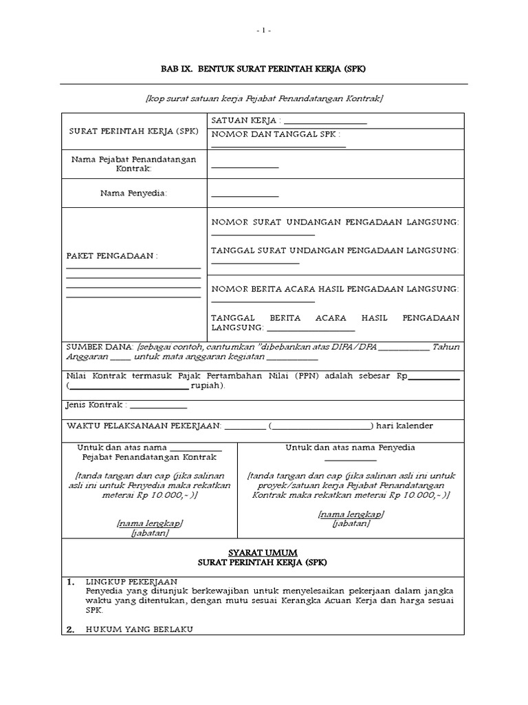 Contoh SPK Pengadaan Jasa Konsultansi Perorangan | PDF