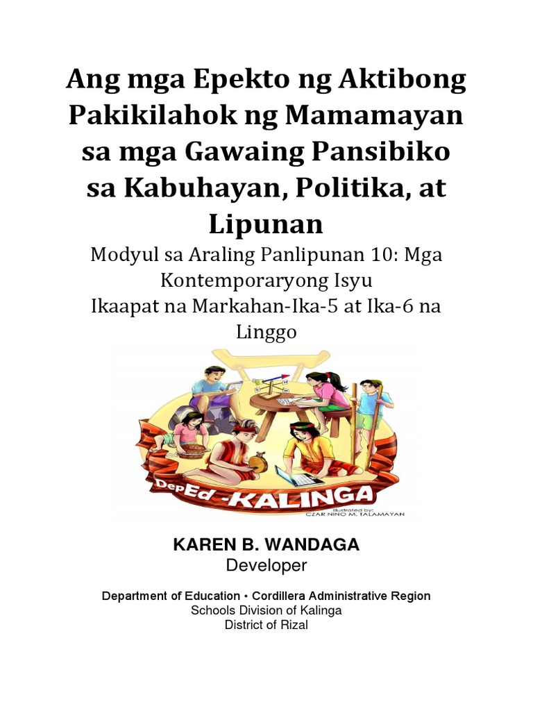 AP10 Q4 W5 6 Mga Epekto NG Aktibong Pakikilahok Wandaga Kalinga | PDF