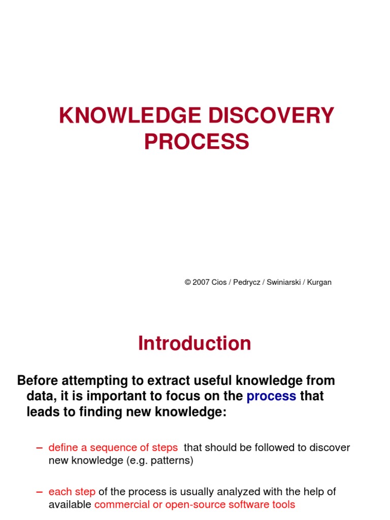 Knowledge Discovery Process | PDF | Data Mining | Data