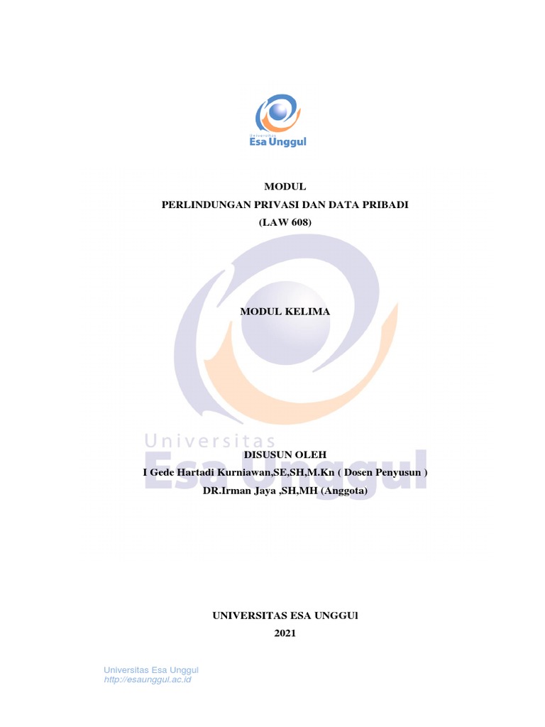 Perlindungan Privasi Dan Data Pribadi Law 608 Modul Perkuliahan Ke Lima ...