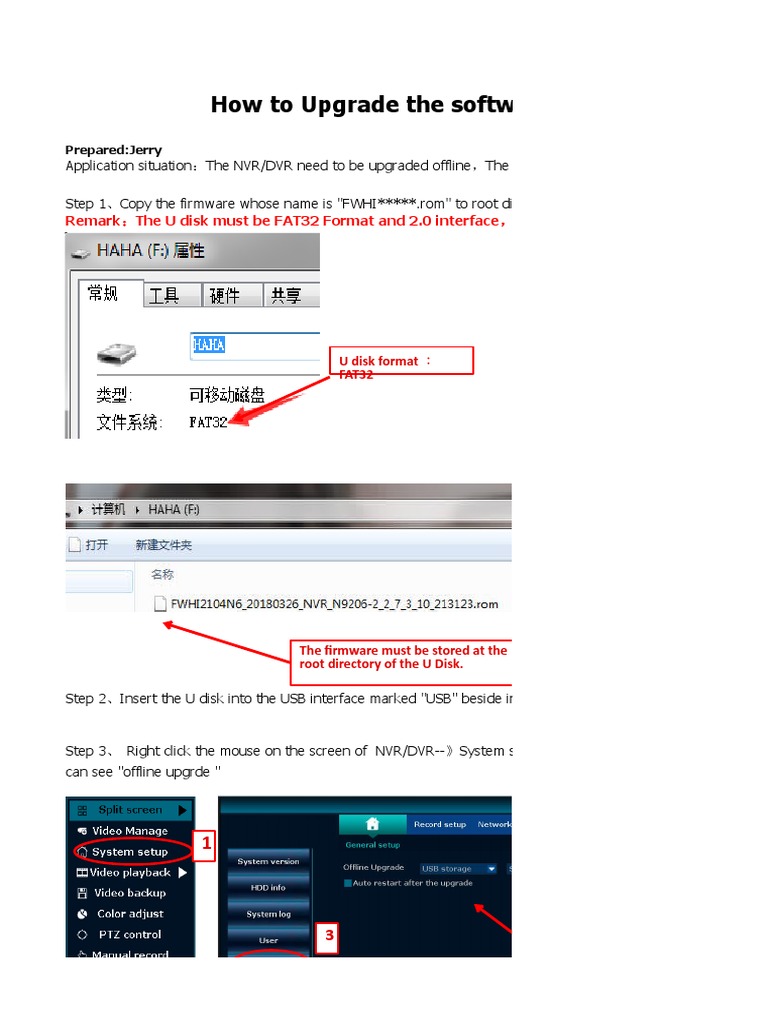 How To Upgrade The Software of The NVR or DVR by USB | PDF | Computers