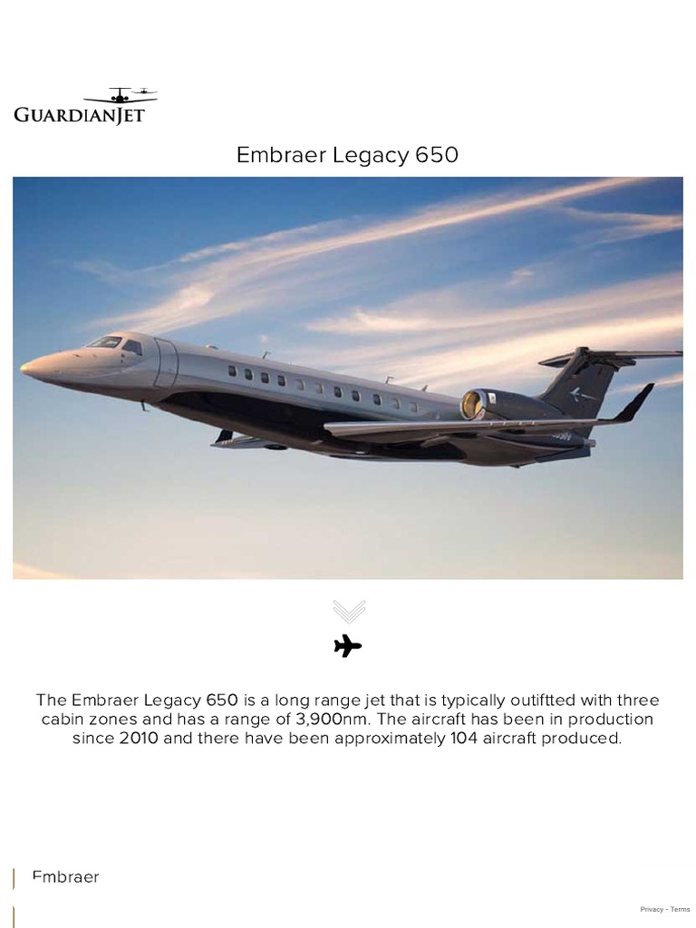 Embraer Legacy 650 Brochure, Performance, Market, Operating Costs | PDF
