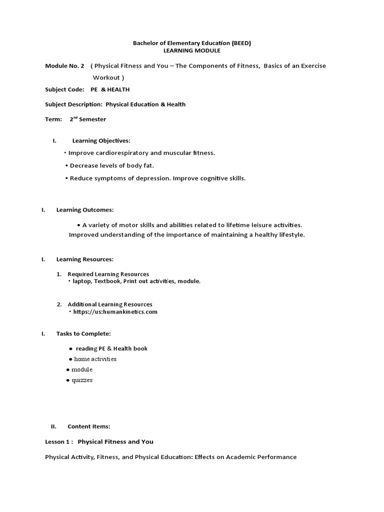 module-2-PE-Health 3rdyear | PDF | Physical Fitness | Weight Training