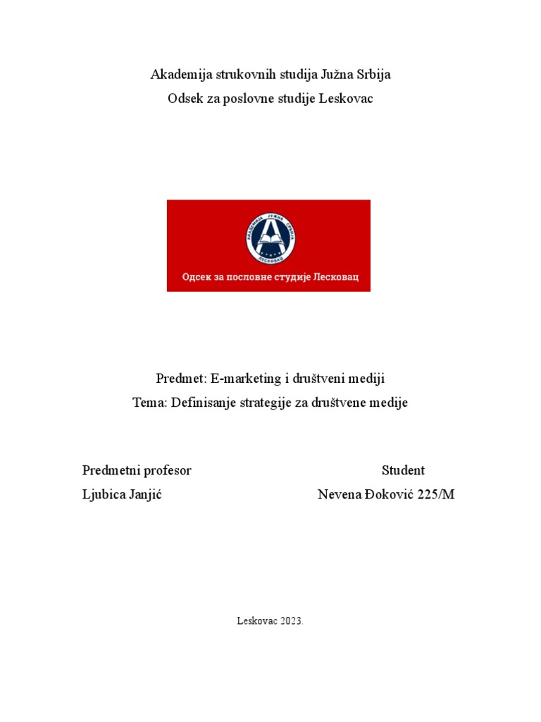 Definisanje Strategije Za Drustvene Medije | PDF