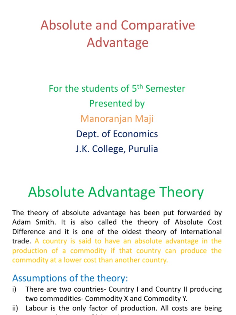 Absolute and Comparative Advantage | PDF | Labour Economics ...