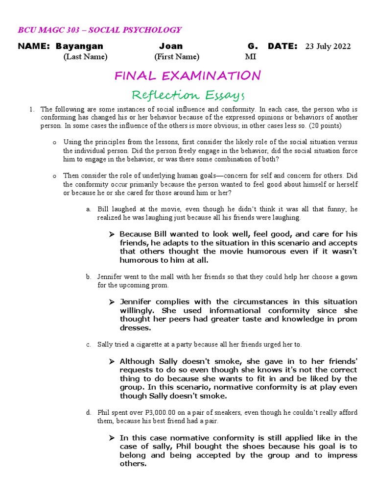 Social Psychology Final Exam Insights | PDF | Conformity | Aggression