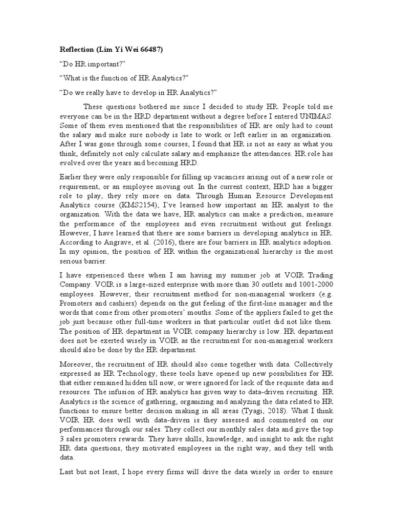 KMS2154 Reflection | PDF | Analytics | Recruitment