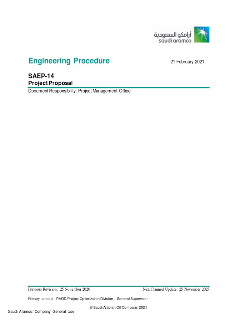 Saudi Aramco Project Proposal Standards | PDF | Project Management ...