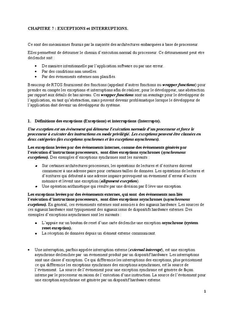 Exceptions et Interruptions Embarquées | PDF | Pointeur (programmation ...