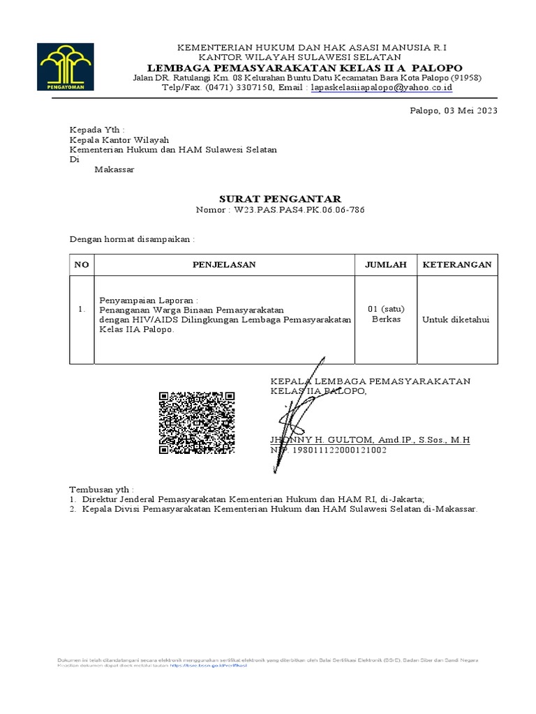 Laporan Penanganan WBP Dengan HIV-AIDS | PDF