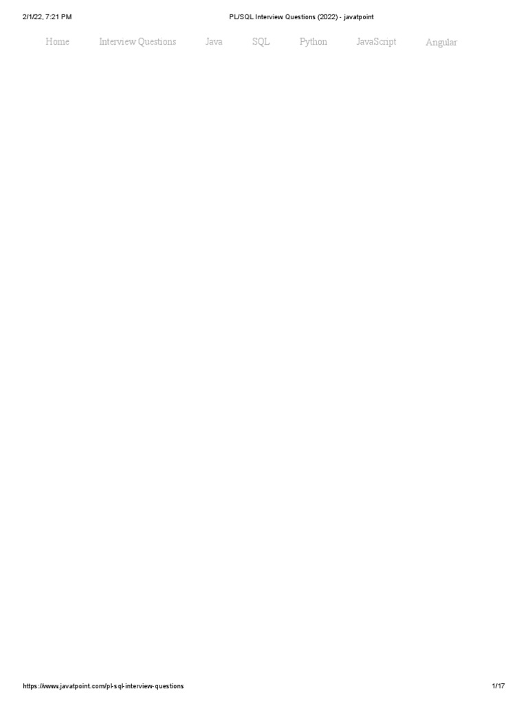 3rd PL - SQL Interview Questions (2022) - Javatpoint | PDF | Pl/Sql | Sql