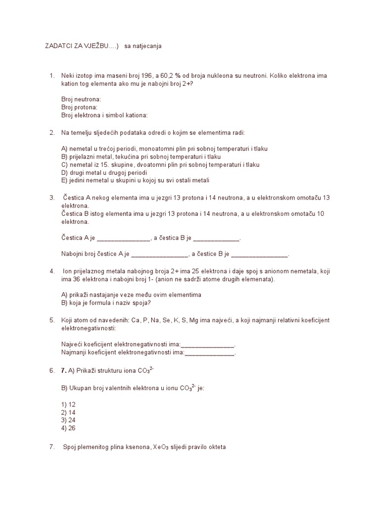 Zadatci Za Vjezbu | PDF