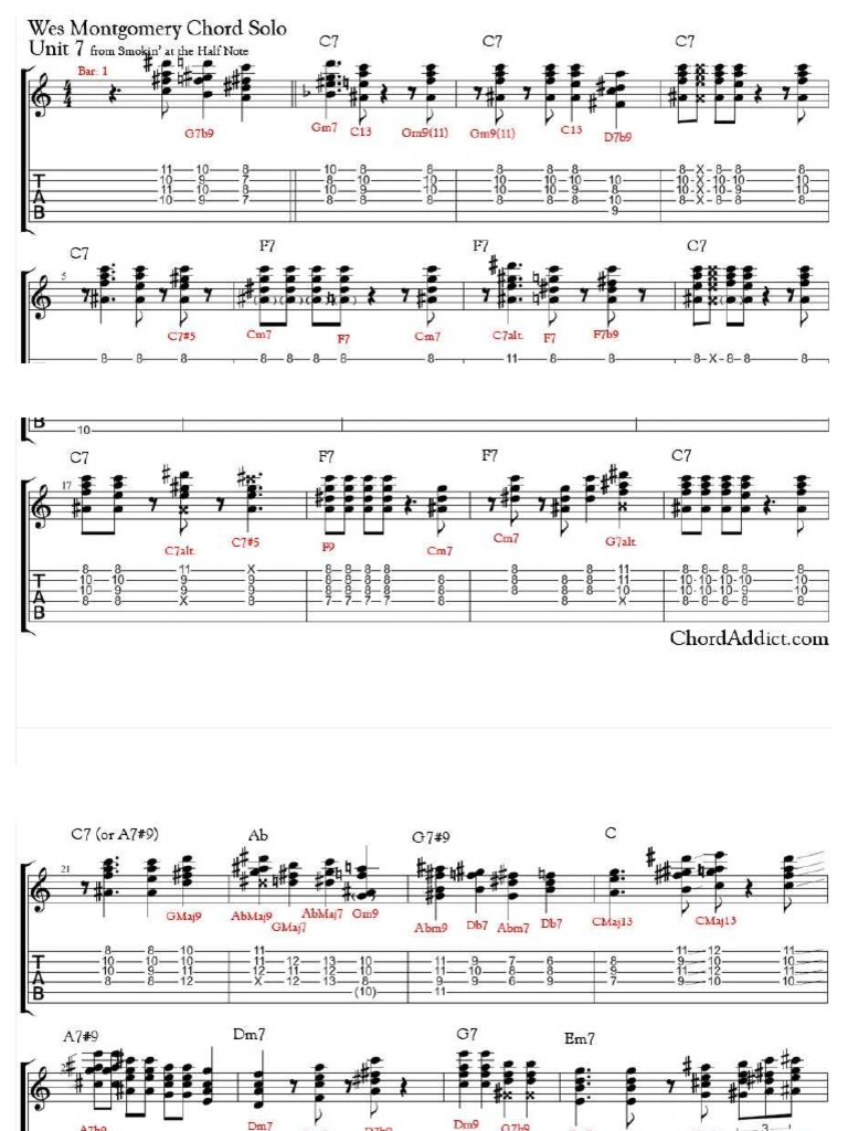 Wes Montgomery Chord Solo Transcription | PDF
