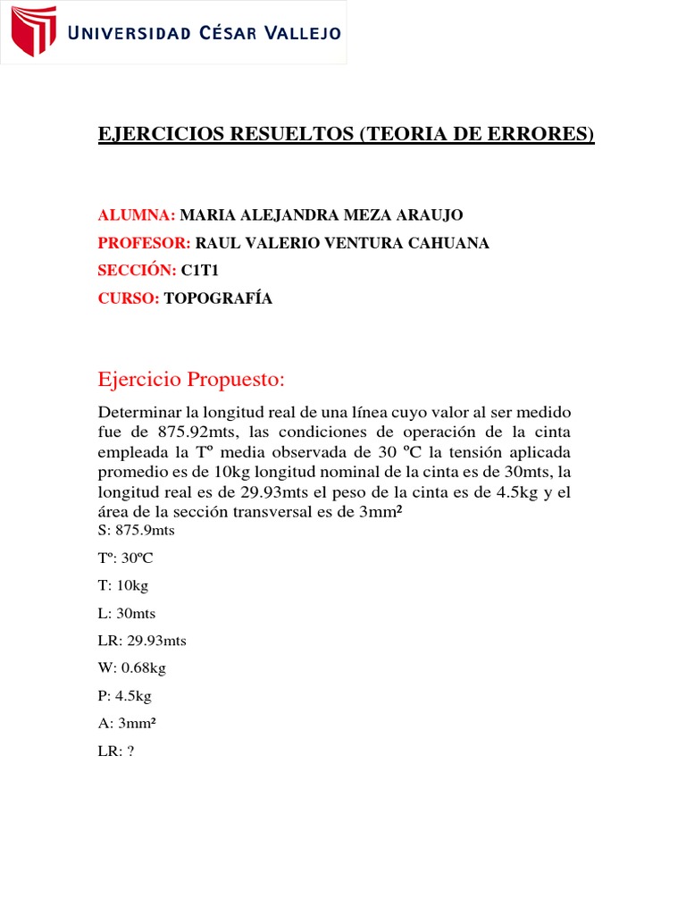 Ejercicios Resueltos Teoria de Errores | PDF