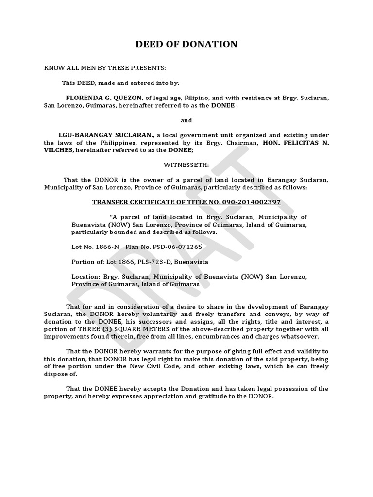 Deed of Donation | PDF | Deed | Environmental Law