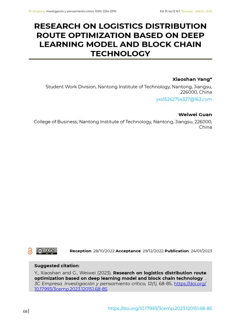 Research On Logistics Distribution Route Optimization Based On Deep Learning Model and Block ...