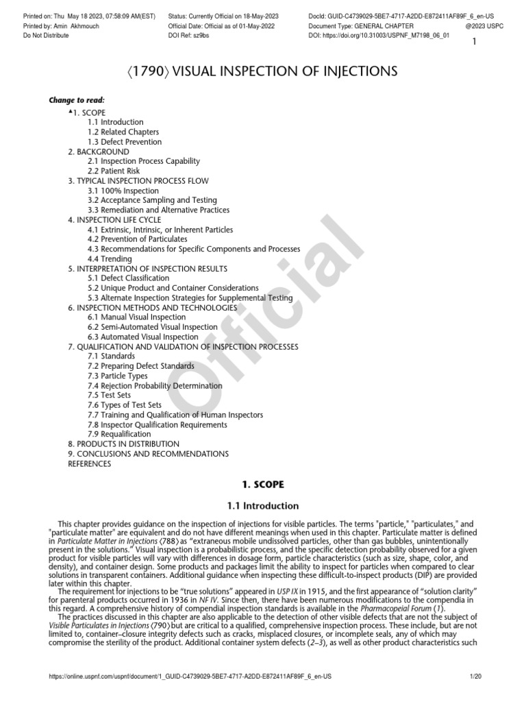 1790 Visual Inspection of Injections | PDF | Intravenous Therapy ...