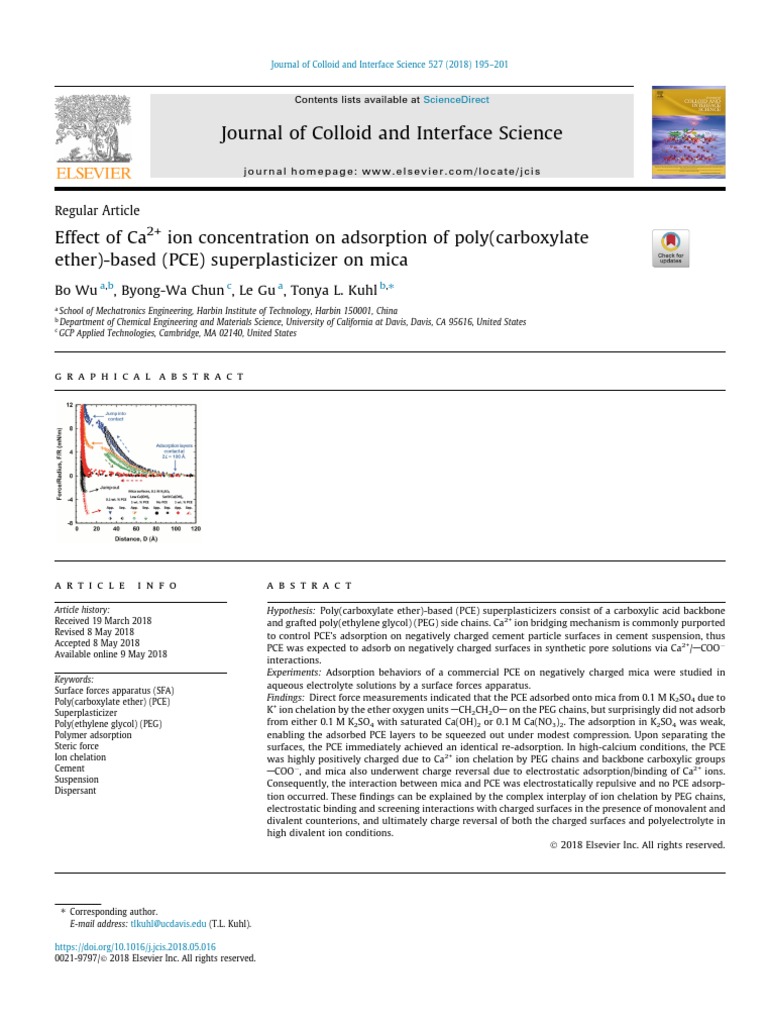 Effect of Ca2+ Ion Concentration On Adsorption of Poly (Carboxylate ...