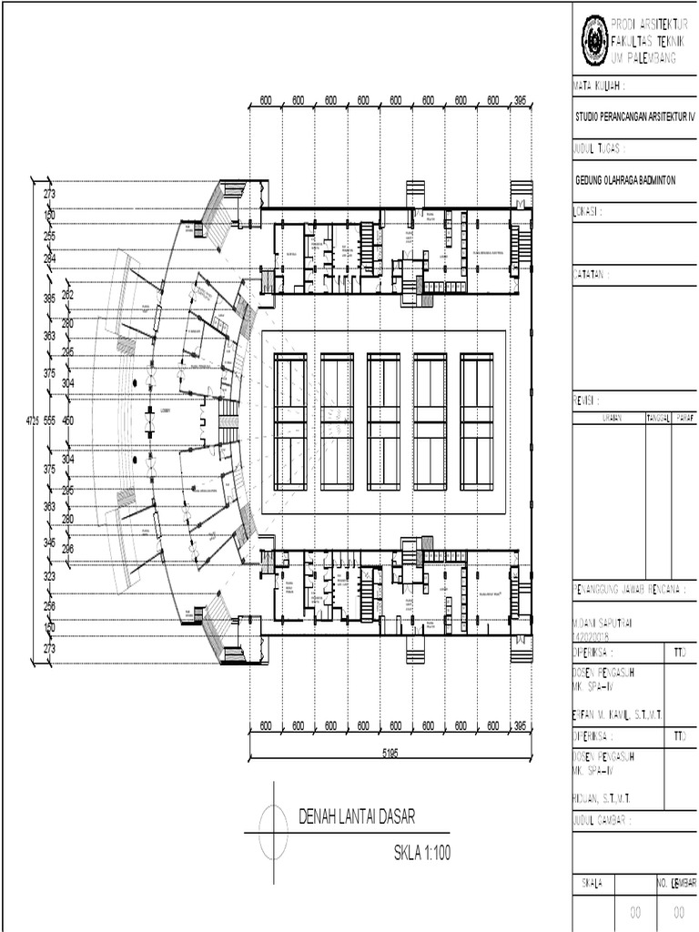 Studio Perancangan Arsitektur Iv: Denah Lantai Dasar SKLA 1:100 | PDF