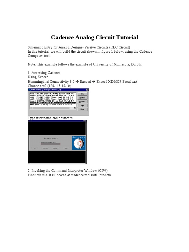 Cadence Tutorial for Analog Design | PDF | Electrical Network | Electronic Circuits