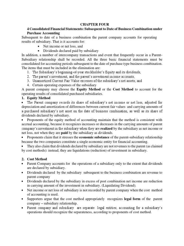 Chapter Four 4 Consolidated Financial Statements: Subsequent To Date of ...