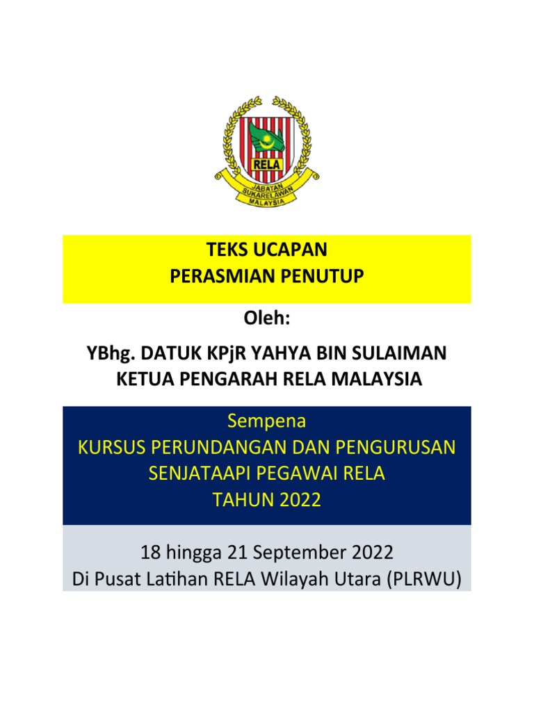Teks Ucapan KP Majlis Perasmian Penutup Kursus Perundangan Dan ...