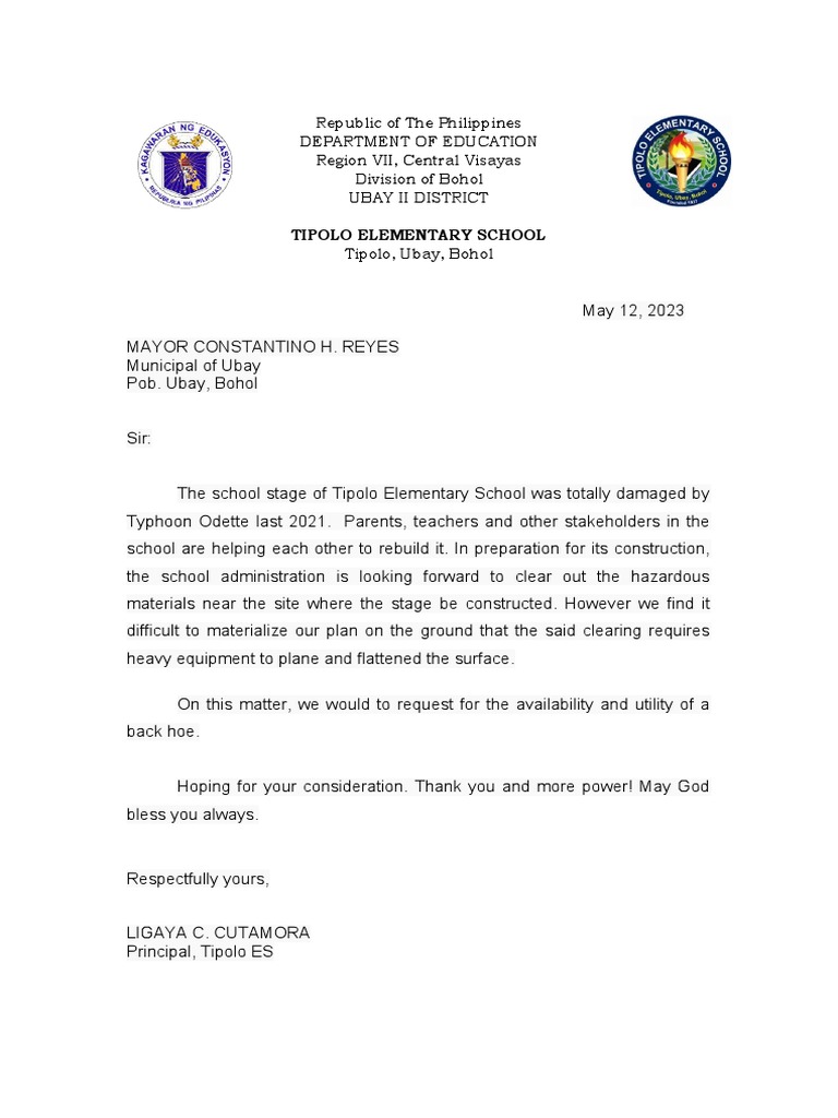 Letter Request To The Mayor | PDF | Typhoon