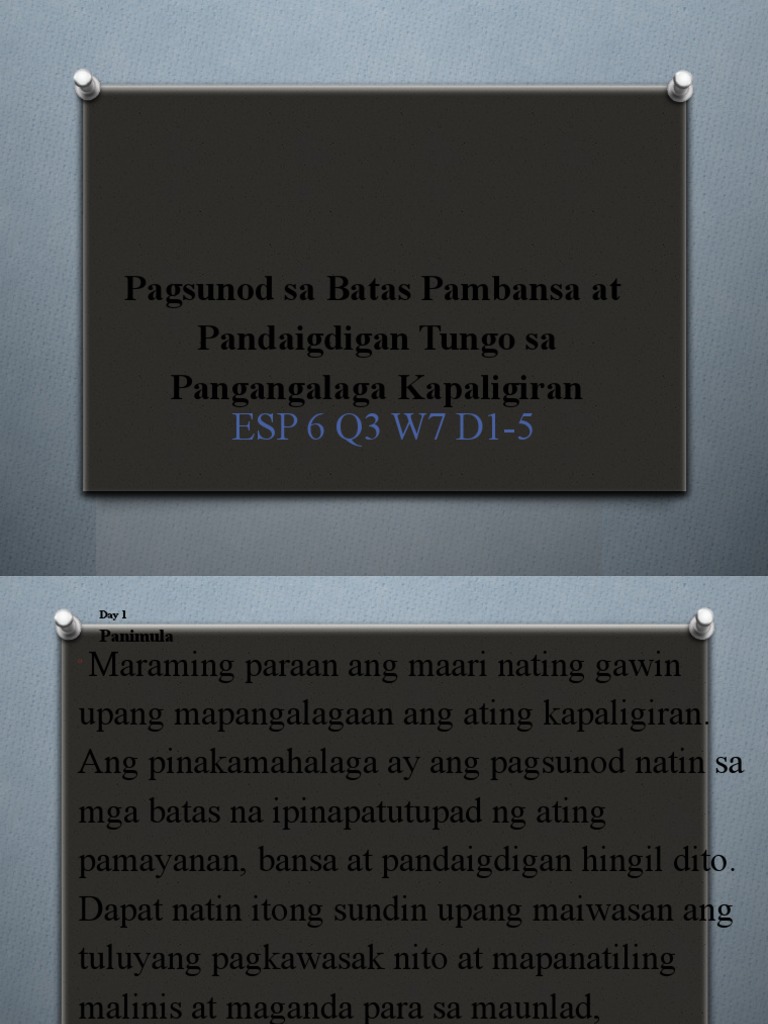 Pagsunod Sa Batas Pambansa at Pandaigdigan Tungo Sa Pangangalaga ...
