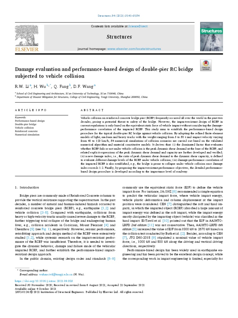 RC Bridge Collision Design Guide | PDF | Strength Of Materials | Collision