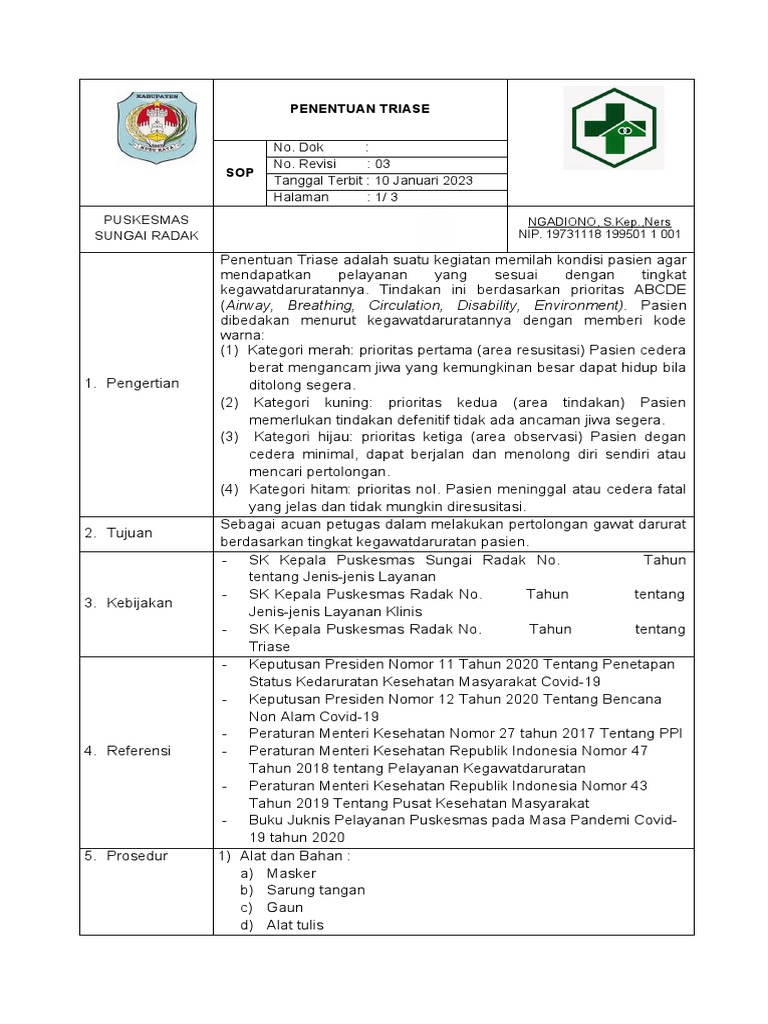 Sop Alur Pasien Igd & Triase | PDF
