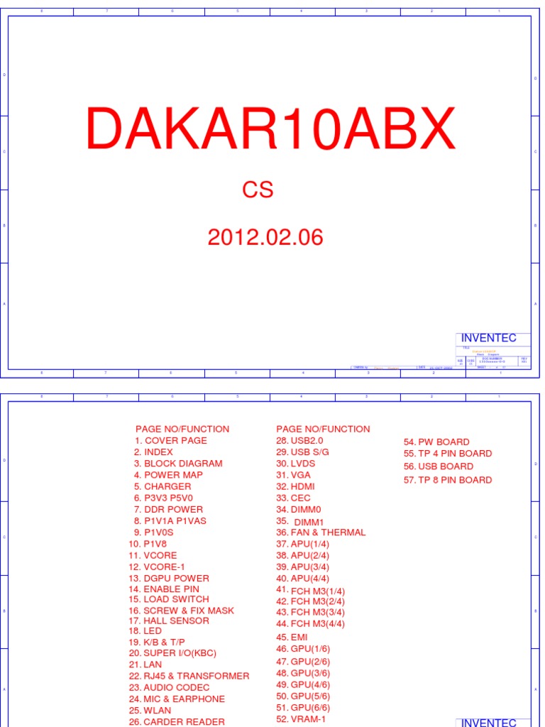 Toshiba INVENTEC DAKAR10ABX CS Dk10ABXG 6050A2509701 A01 Schematic Diagram | Download Free PDF ...