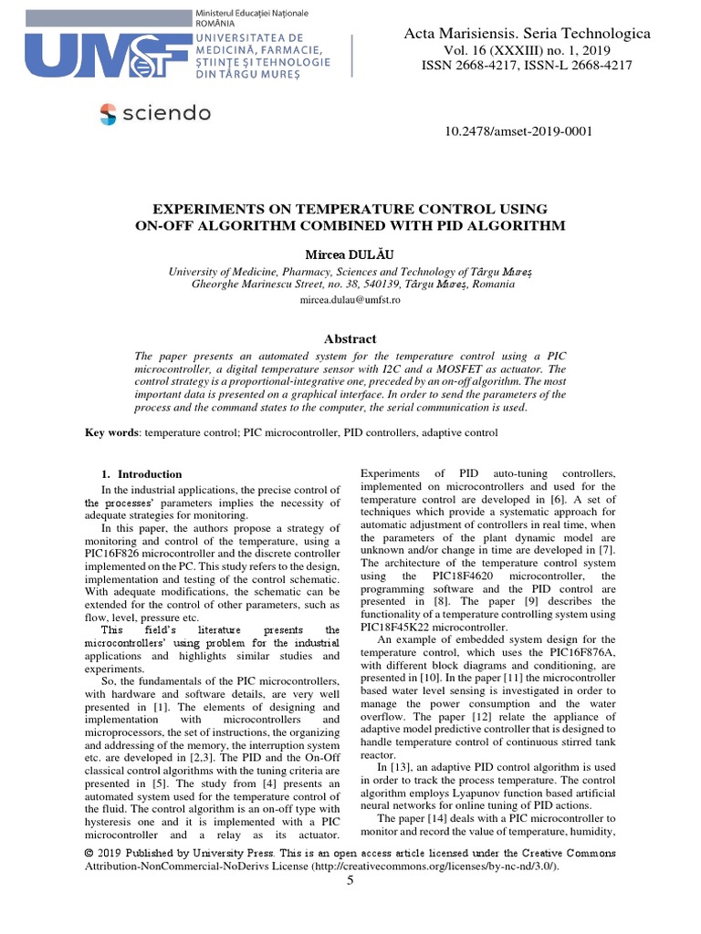 Experiments On Temperature Control Using ON-OFF Al | PDF | Control Theory | Microcontroller