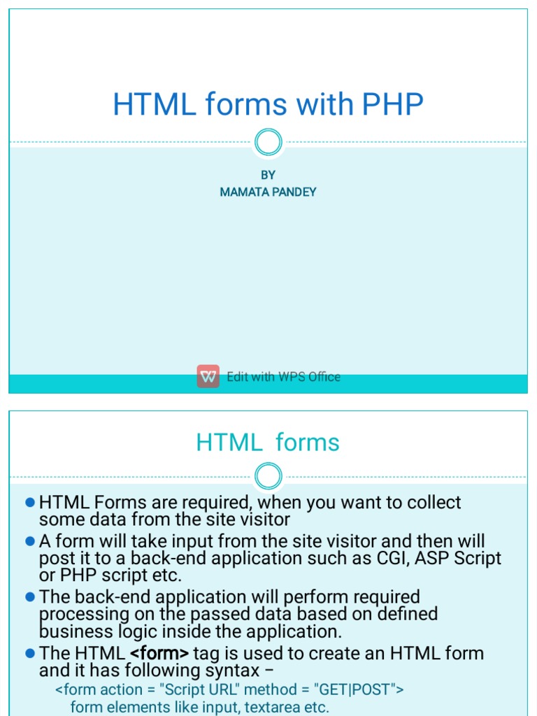 HTML Forms With PHP | PDF | Hypertext Transfer Protocol | Networking