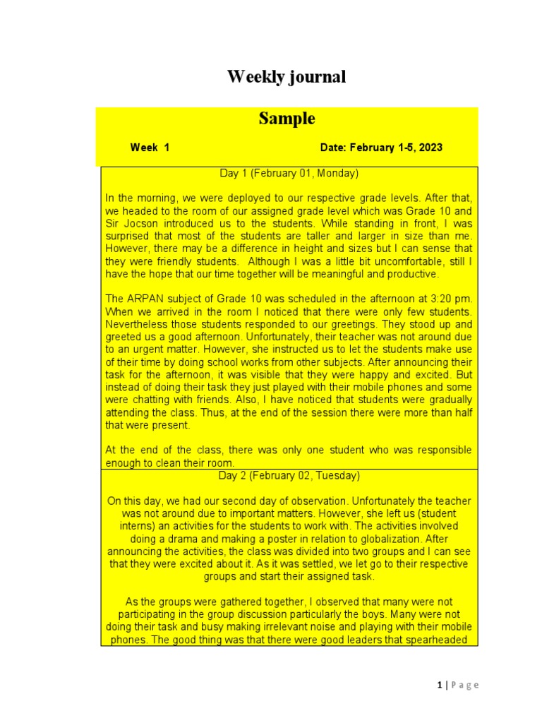 Practice Teaching Logbook 2023 | PDF | Learning | Lesson Plan