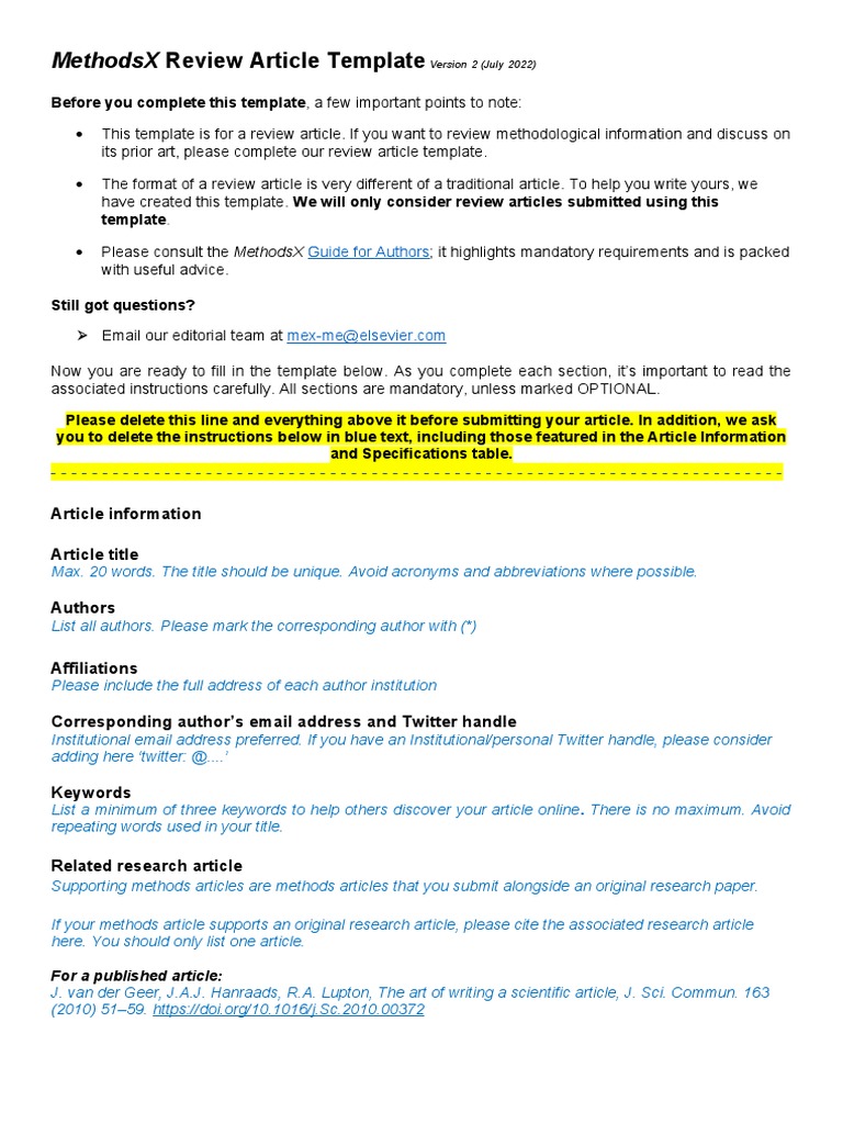 MethodsX Review Template | PDF