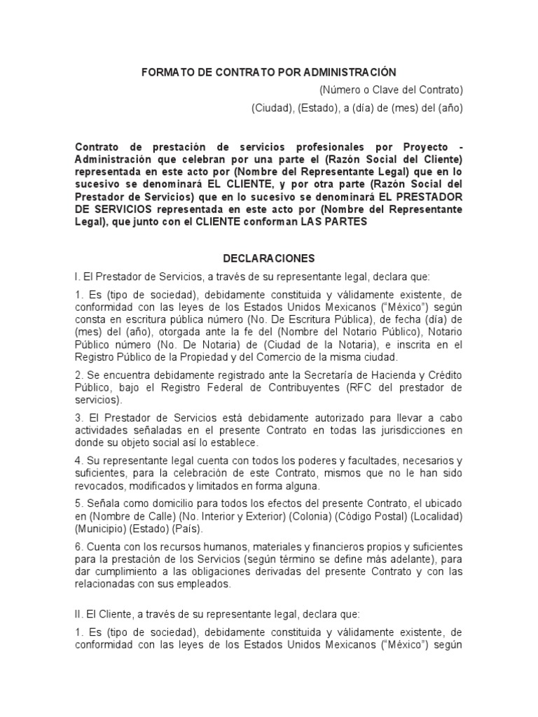 Contrato Por Administración Pdf