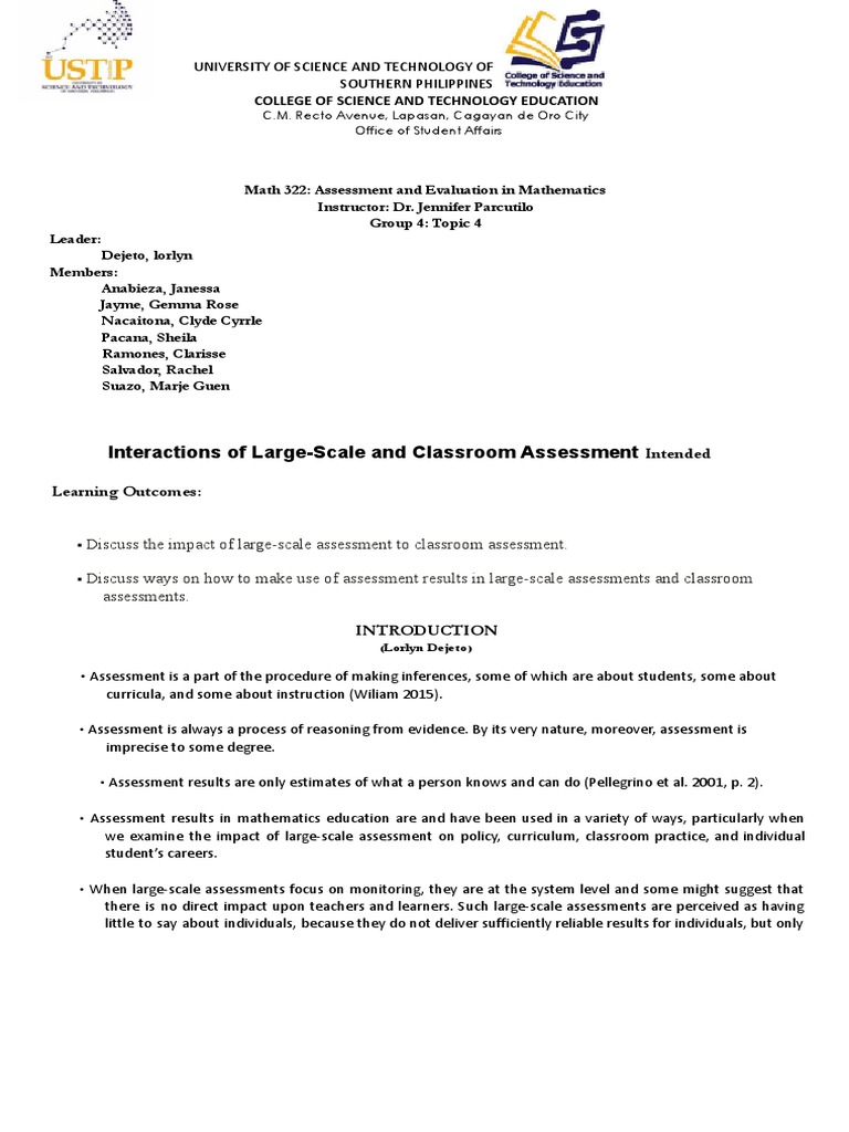 Impact of Large-Scale Assessments | PDF | Educational Assessment | Teachers