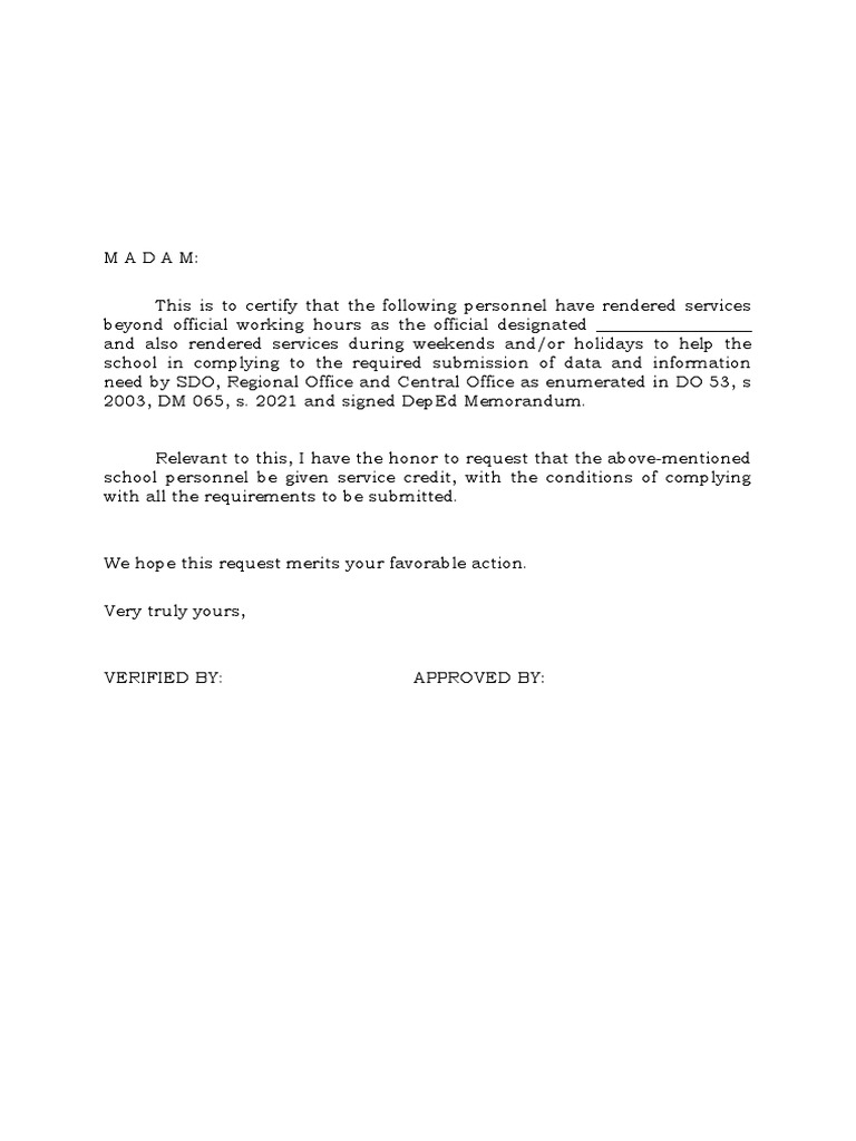 Letter For Service Credit Request | PDF