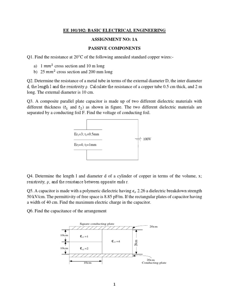 Assignment 1 A | PDF | Capacitor | Dielectric