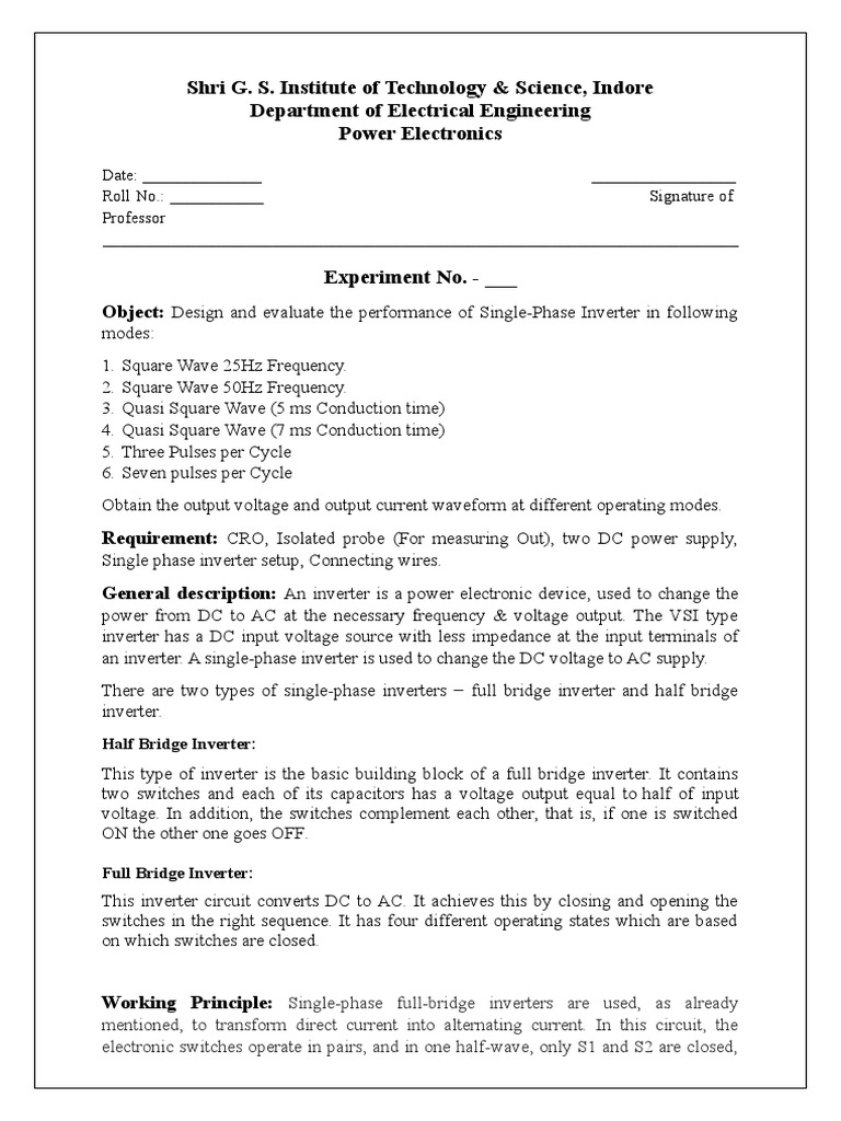 Single Phase Inverter | PDF | Power Inverter | Power Electronics