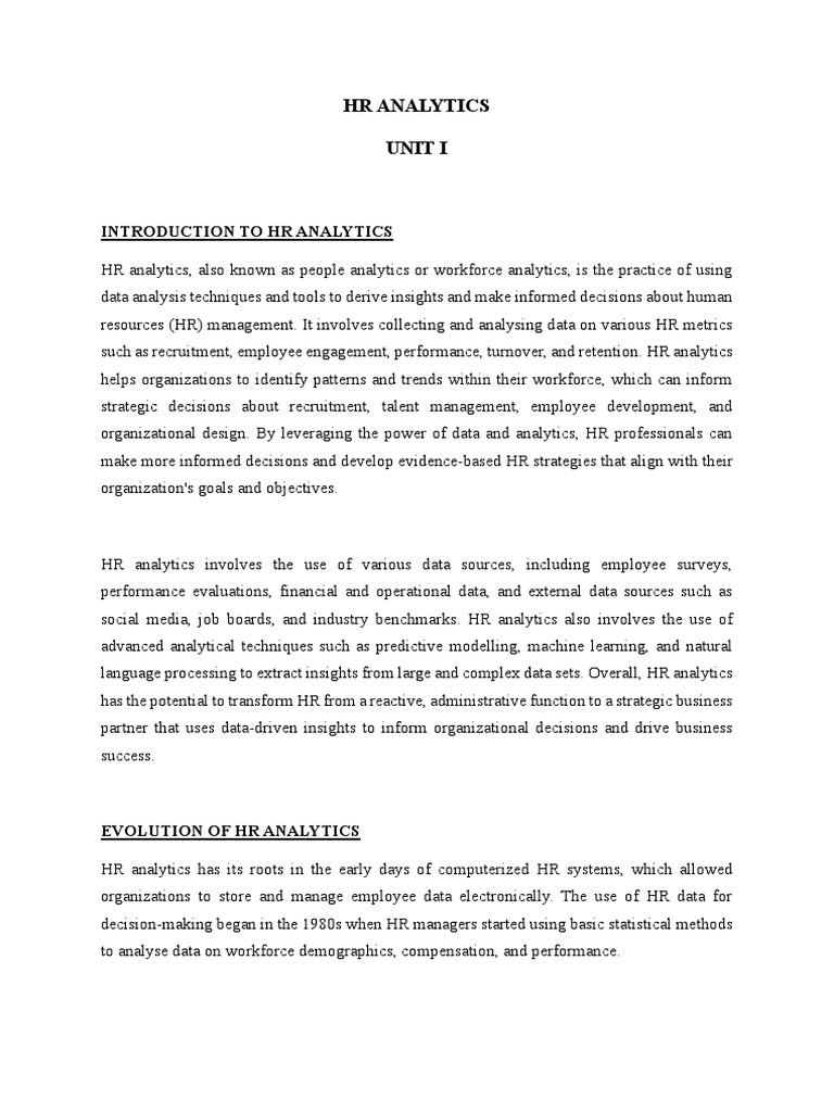 HR Analytics UNIT 1 | PDF | Analytics | Human Resources