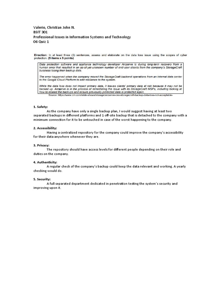 06quiz1 ProfIssues | PDF