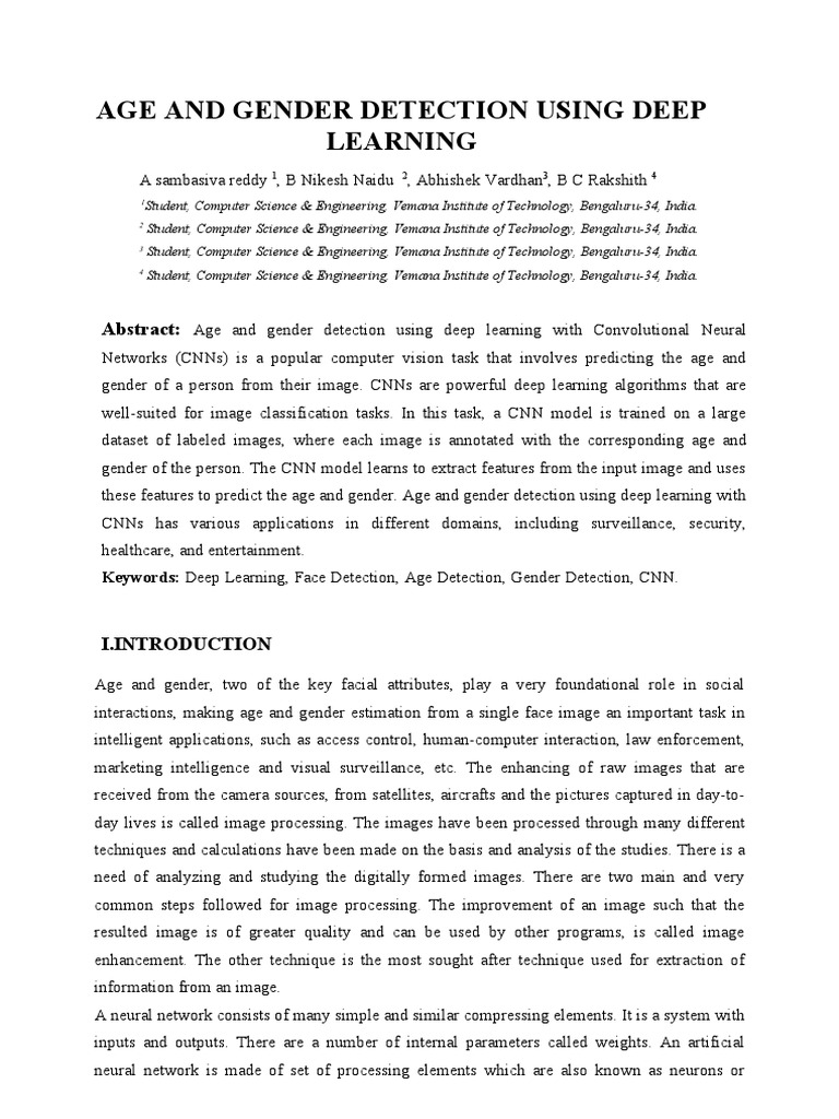Deep Learning for Age and Gender Detection | PDF | Deep Learning ...