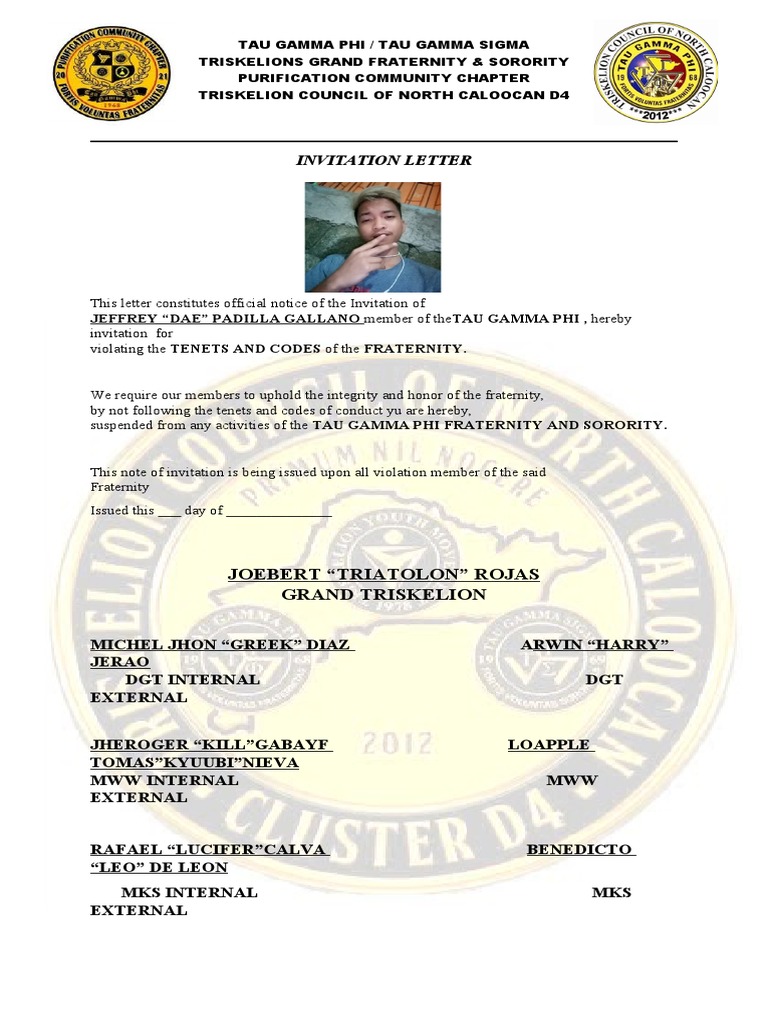 Invitation Letter TGP | PDF | Fraternities And Sororities | Fraternities