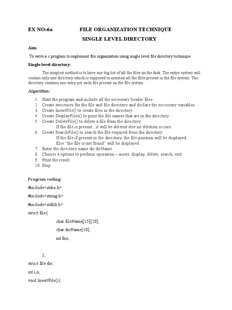 FILE ORGANIZATION - Single Level | PDF | Computer File | Filename