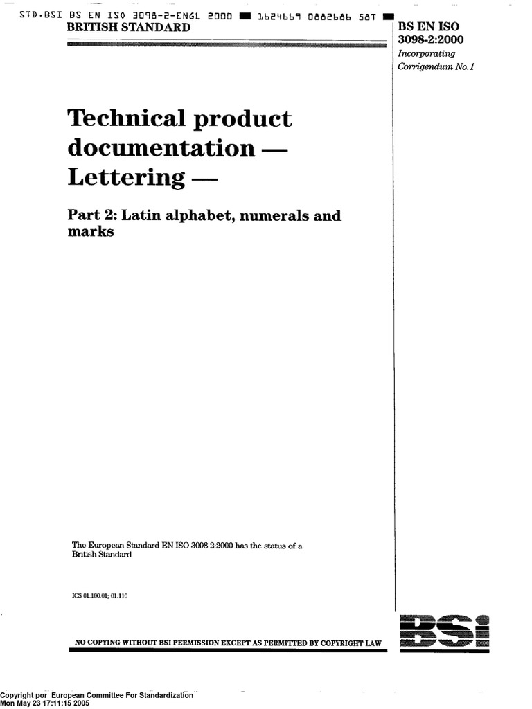 BS EN ISO 3098 2 2000 Corrigendum 1 | PDF