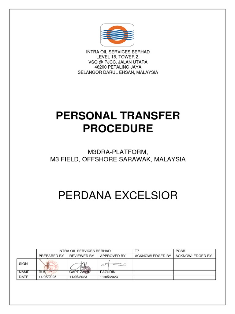 Personnel Transfer Procedure (PEX), Reva | PDF | Crane (Machine) | Elevator