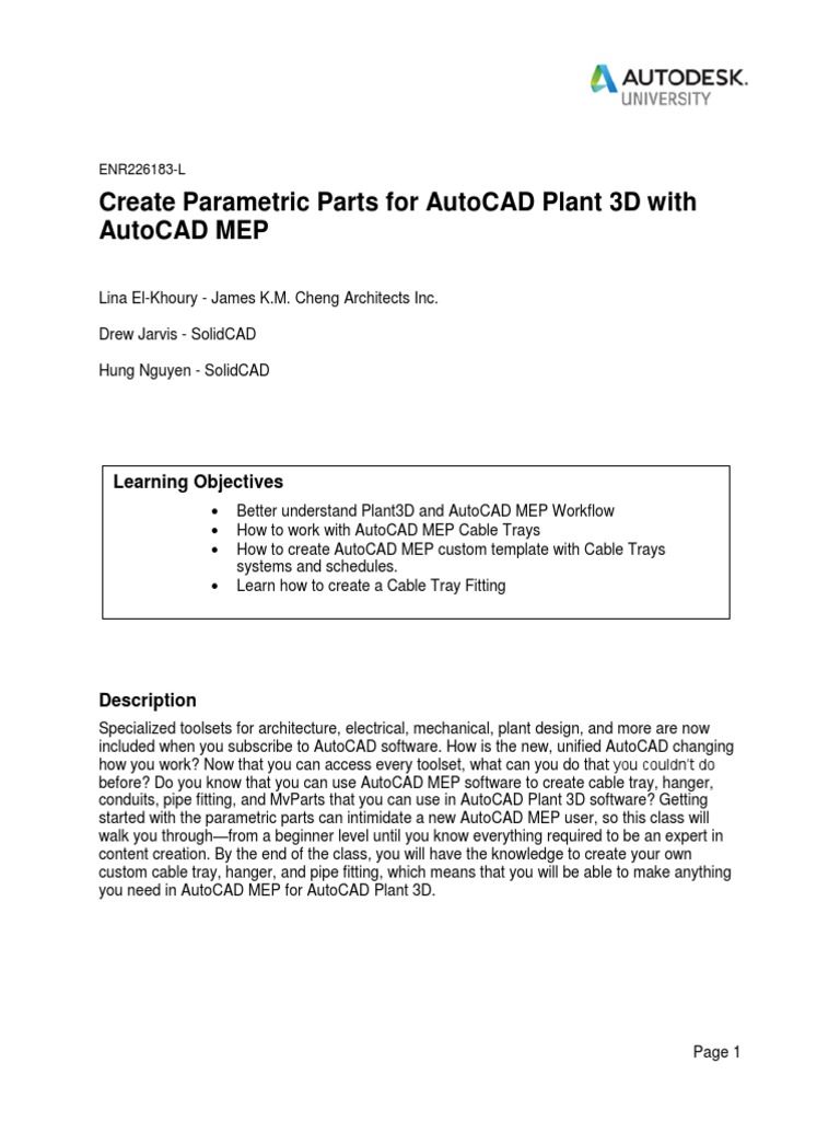 ENR226183-L Class Handout ENR226183L Create Parametric Parts For ...