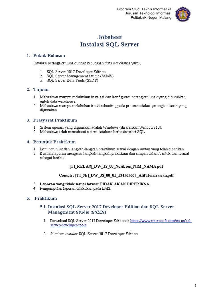 Jobsheet DataWarehouse Minggu 2 | PDF | Komputer