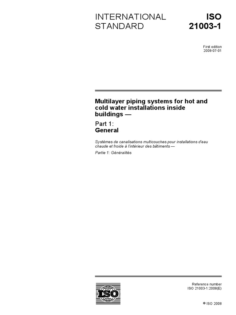 ISO 21003-1 2008 Multilayer Piping Systems For Hot and Cold Water ...